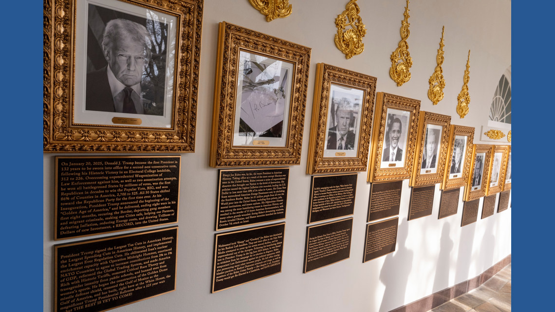 Trump's White House adds partisan plaques to newly installed ...