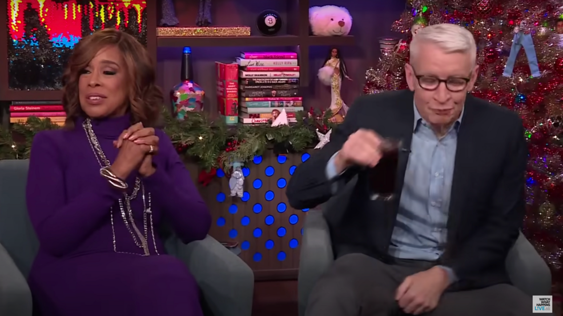 Anderson Cooper Spits Out His Drink After Gayle King Asks Question ...