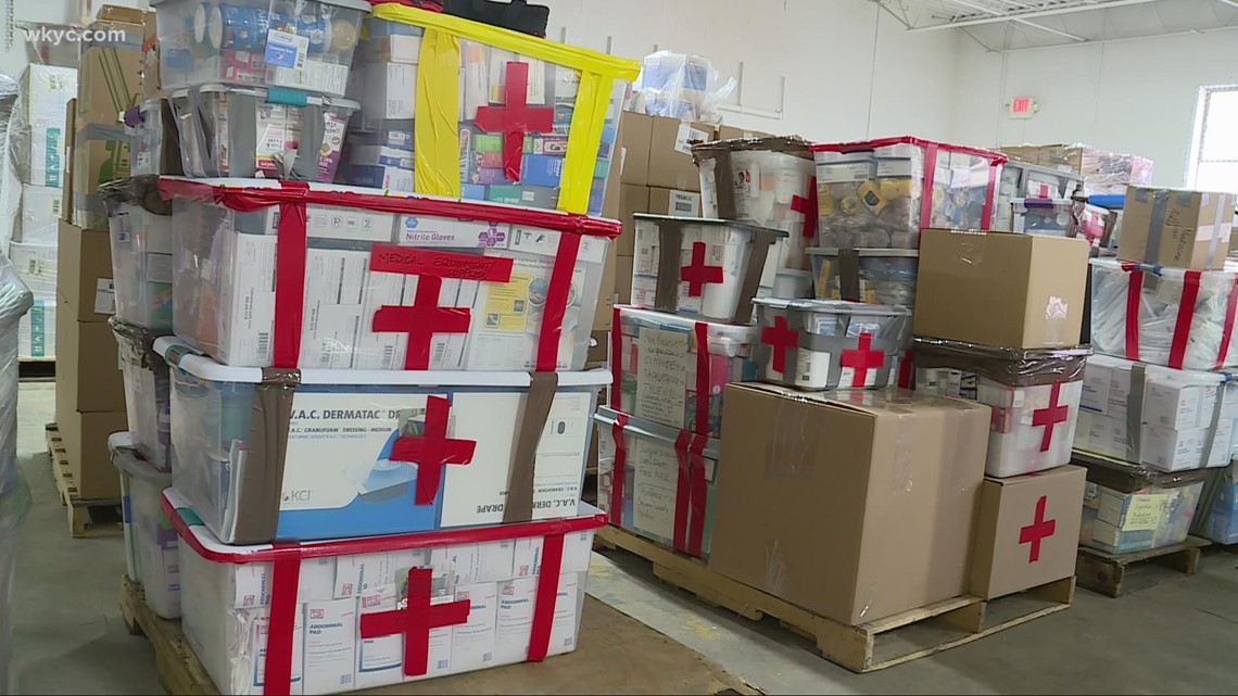 Packing boxes of supplies for Ukraine | wkyc.com