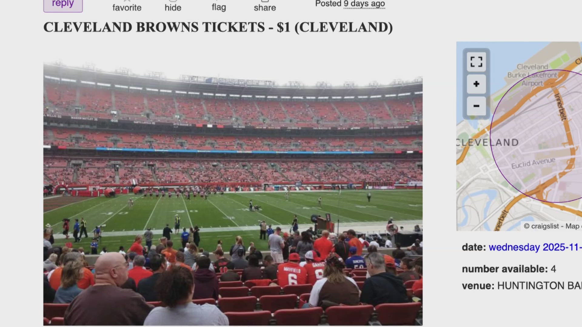 Mike Polk Jr. finds $1 Cleveland Browns tickets on Craigslist | wkyc.com