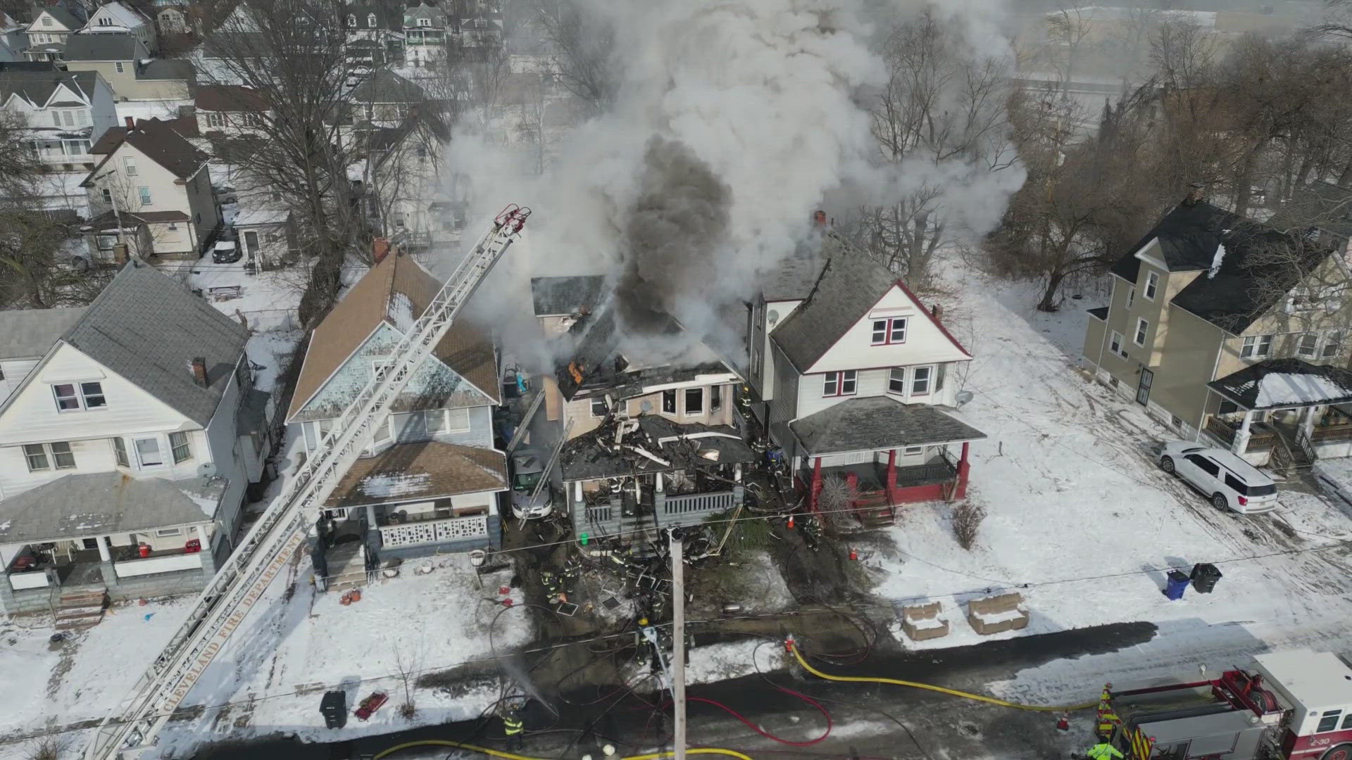 Cleveland firefighters battle house fire in Glenville | wkyc.com