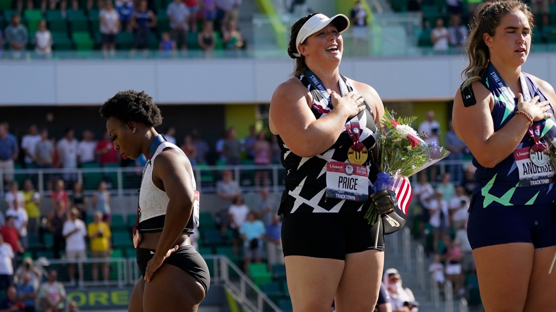 Outspoken activist Gwen Berry turns away from flag during anthem | wkyc.com