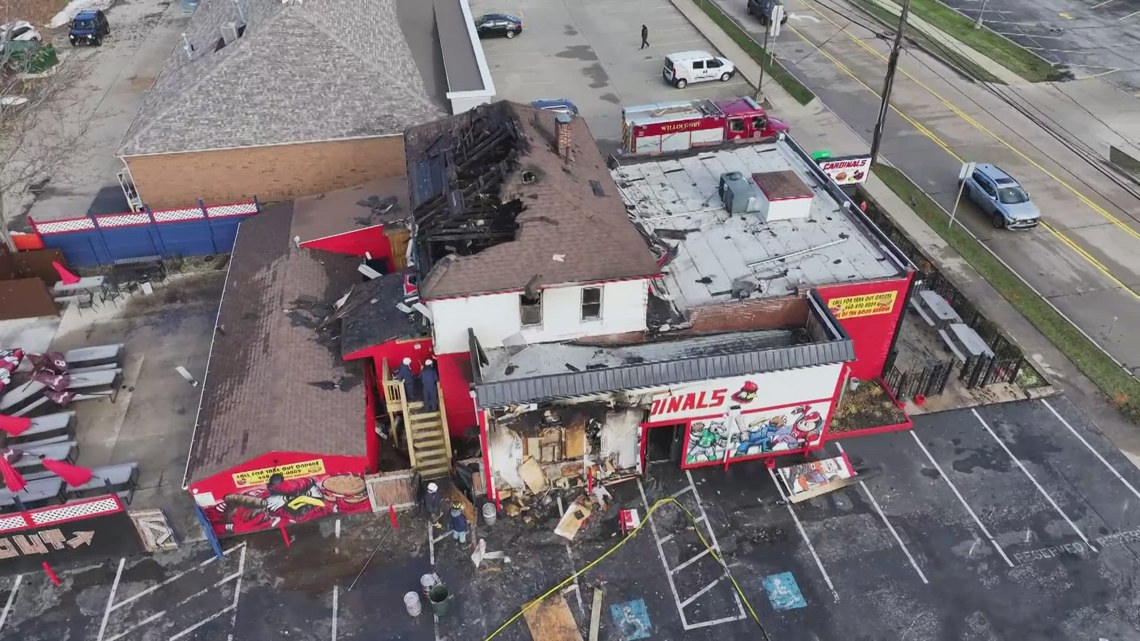 Fire crews battle blaze at Cardinals Sports Bar and Grill in Mentor-on ...