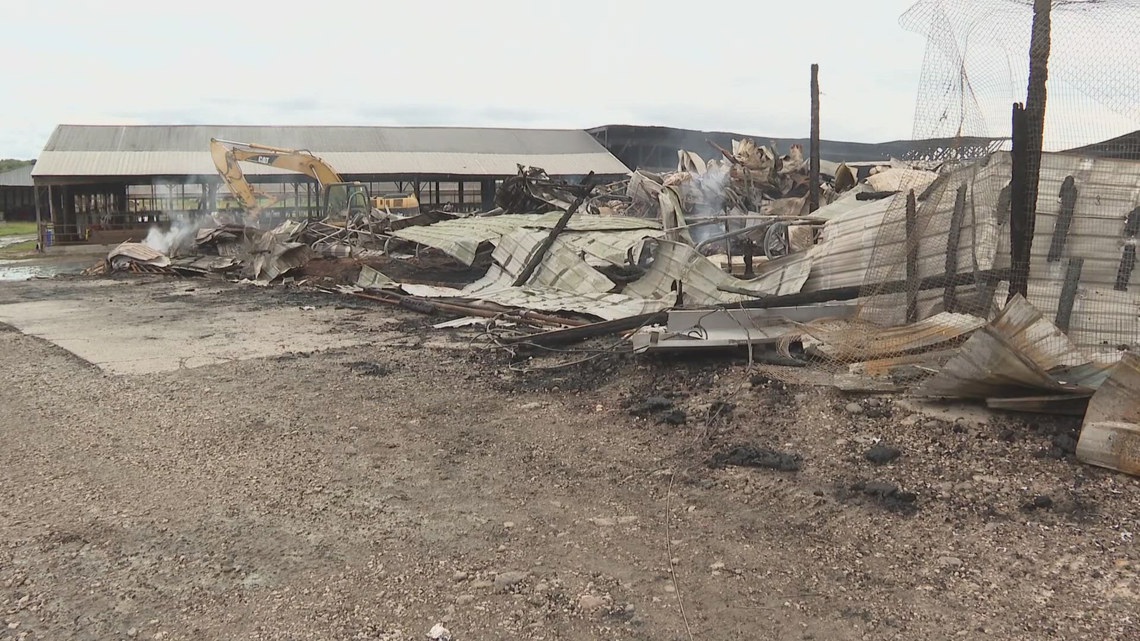 Aftermath of the fire at Comp Dairy Farm in Ashtabula County | wkyc.com