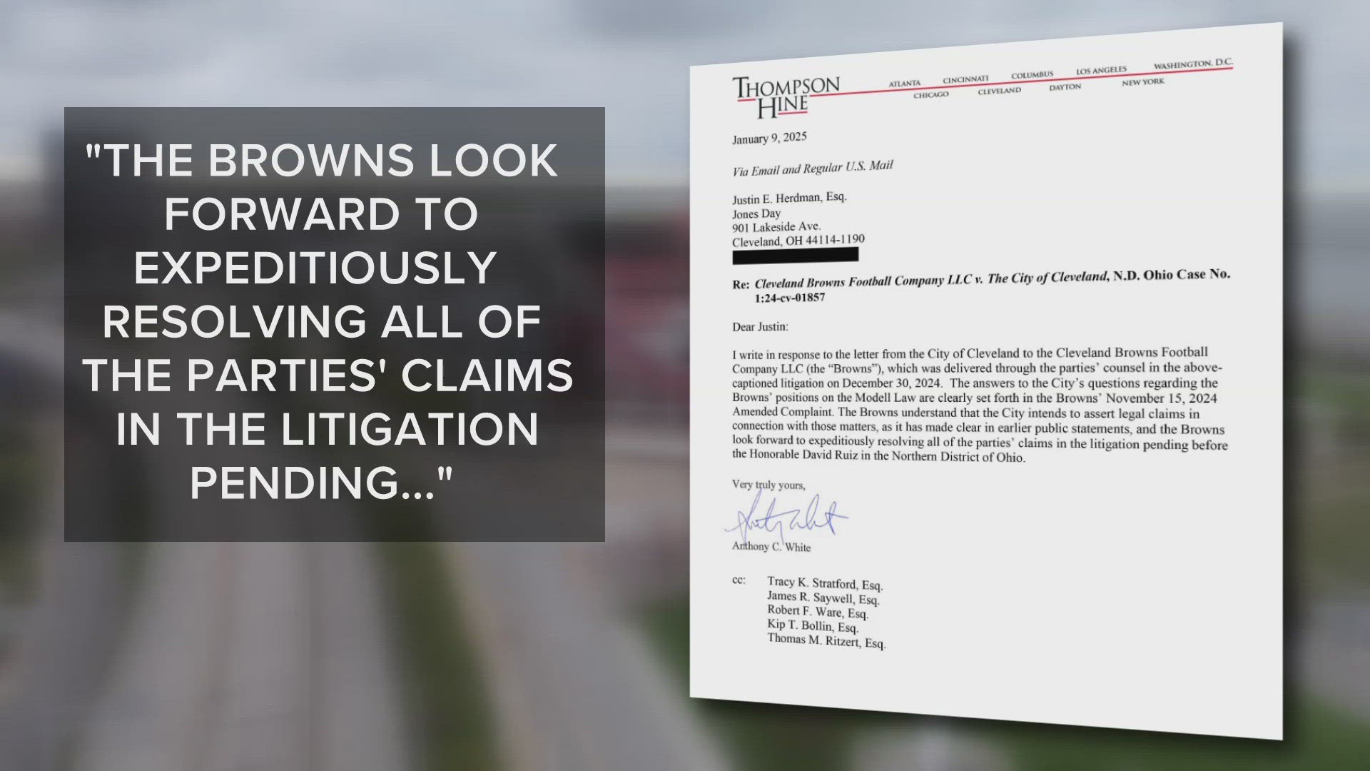 Browns officially respond to city of Cleveland's threats to invoke ...