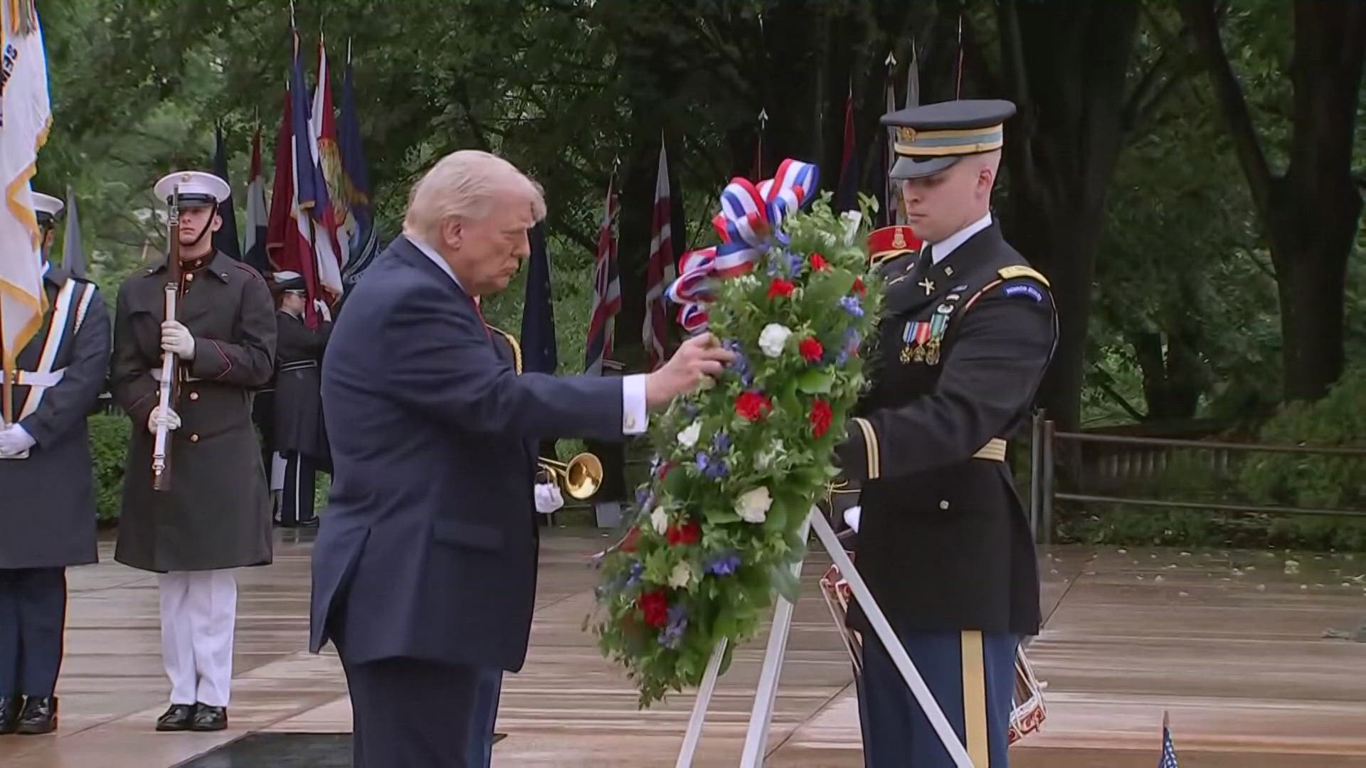 President Trump lays wreath at Tomb of the Unknown Soldier on Memorial ...