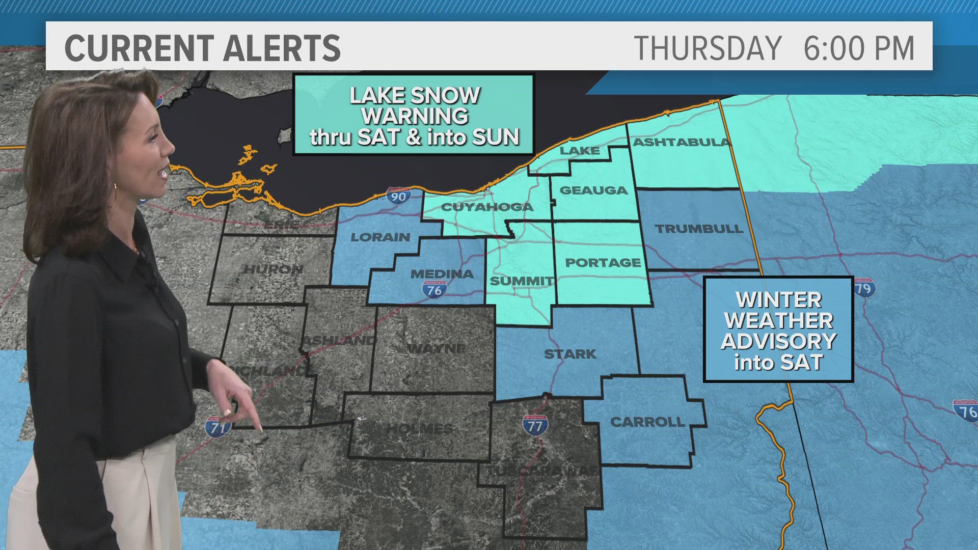 Cleveland area Weather Impact Alert: Lake snow warning, winter weather ...