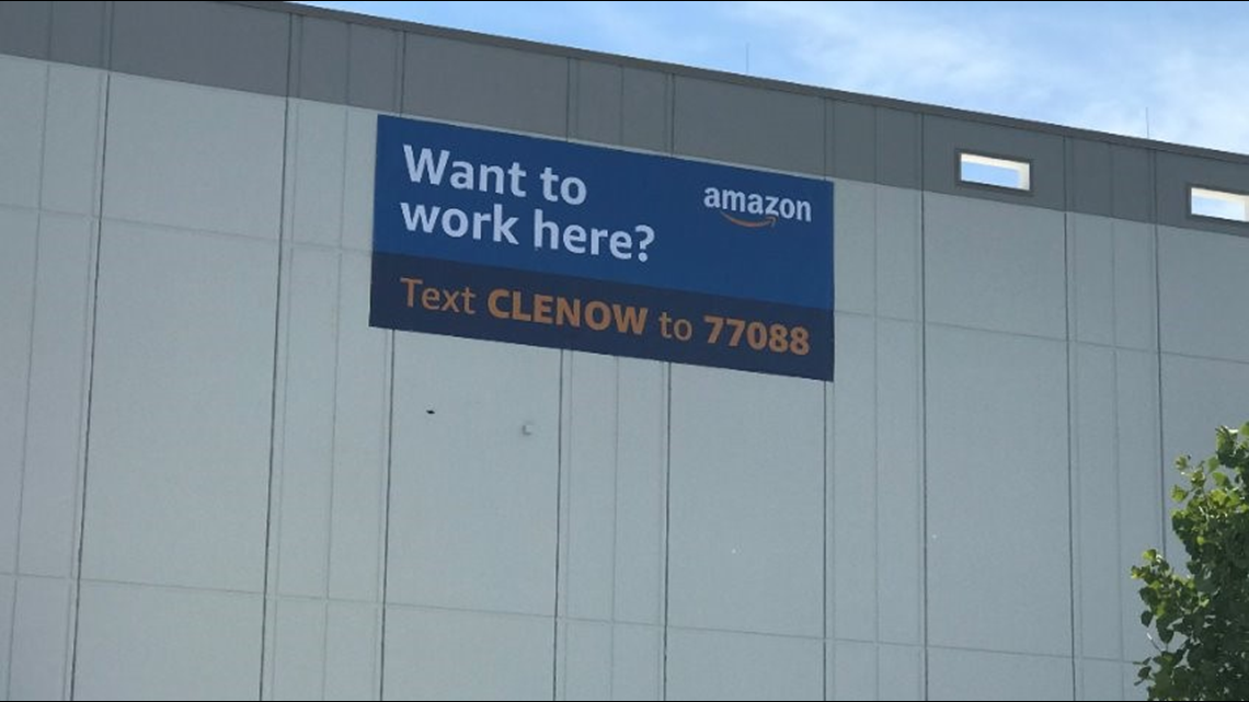 Amazon sign installed on new facility in North Randall | wkyc.com