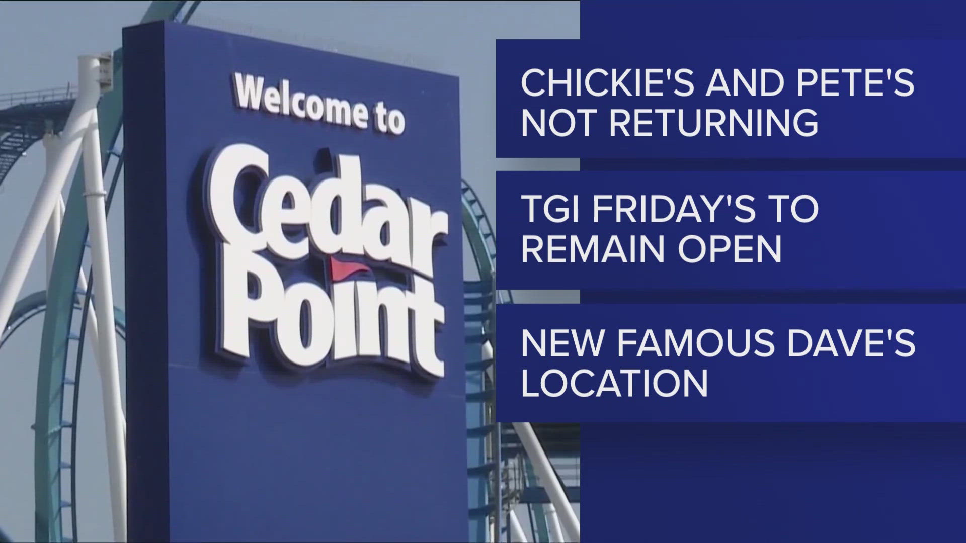 Cedar Point confirms Chickie's & Pete's is closed, but TGI Friday's ...