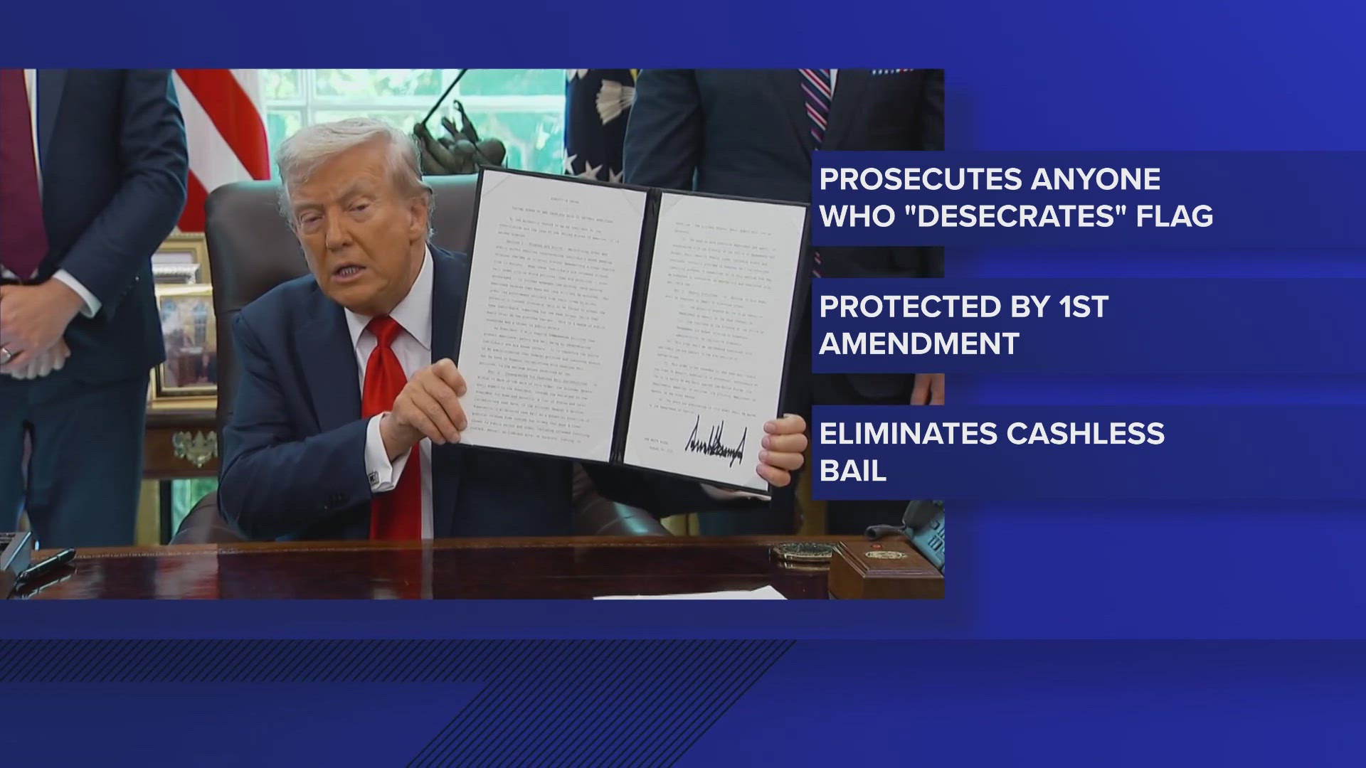 President Trump signs executive orders targeting flag burning, cashless bail | wkyc.com