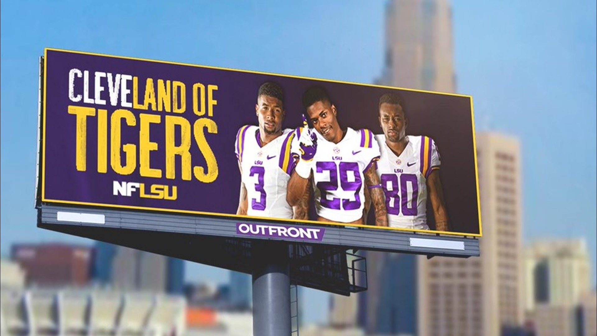 Land of Tigers. Billboard celebrates LSU alums playing for Cleveland ...