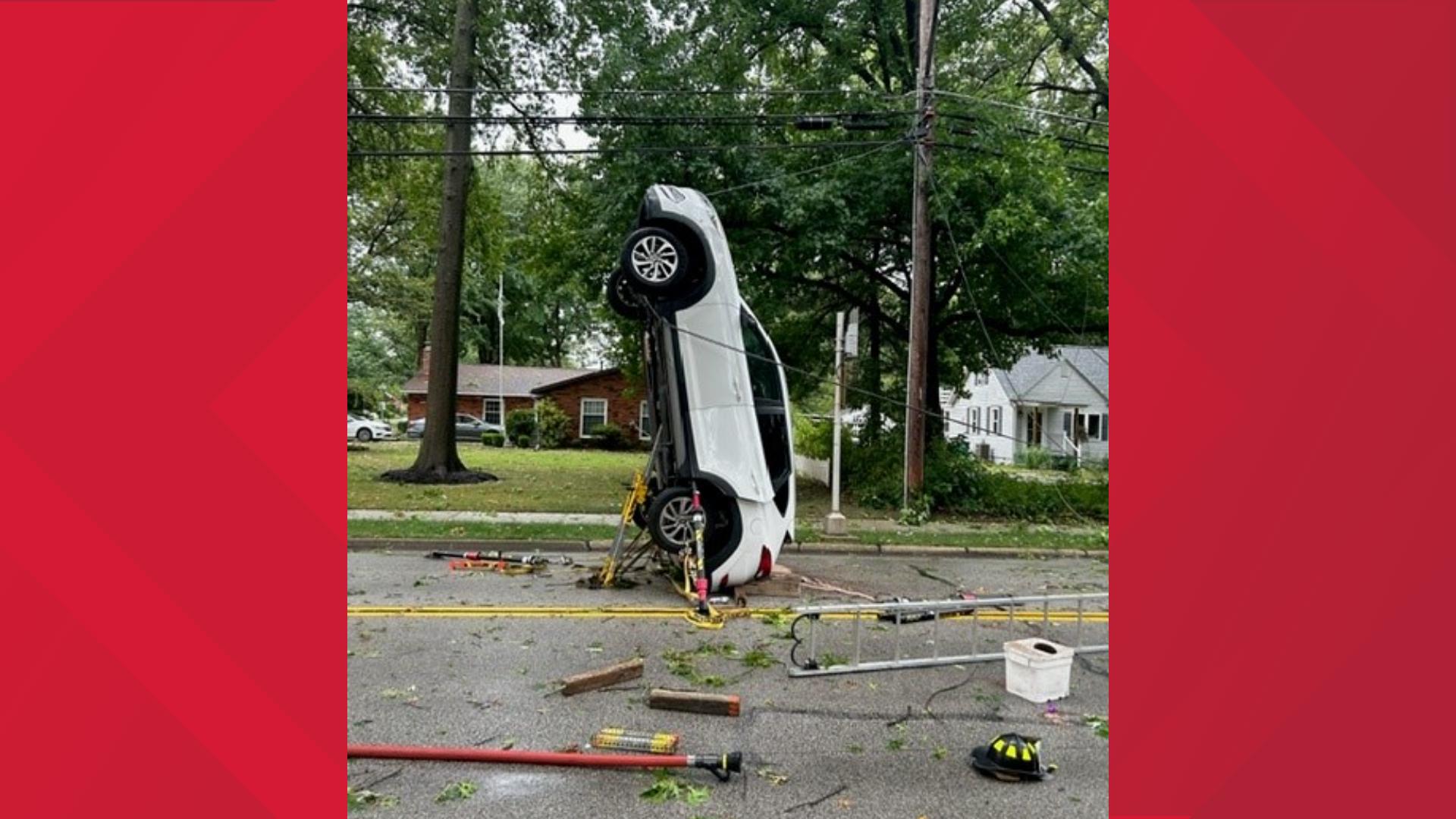 Car upturns in Mentor during severe storms in Northeast Ohio | wkyc.com