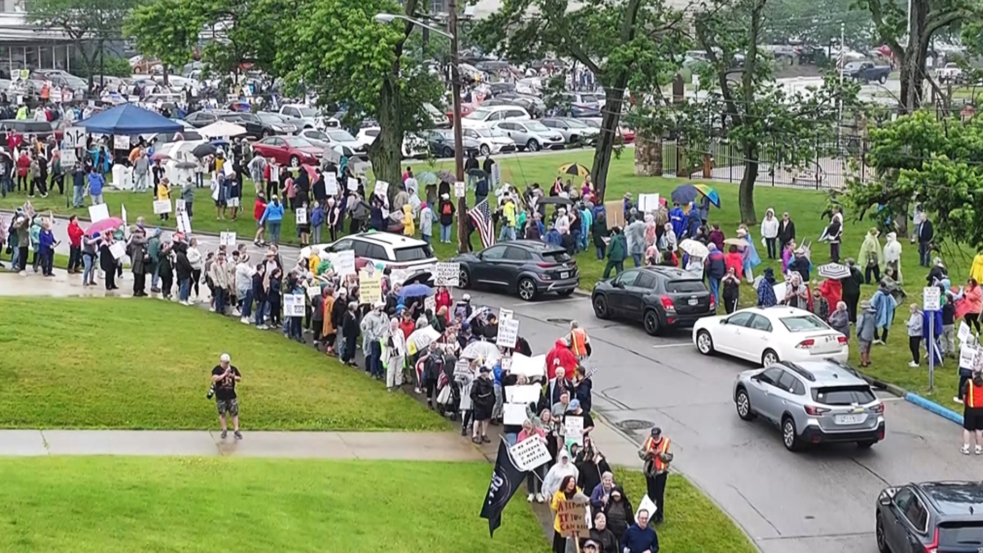 DRONE FOOTAGE: Citizens protest Trump administration at 'No Kings ...