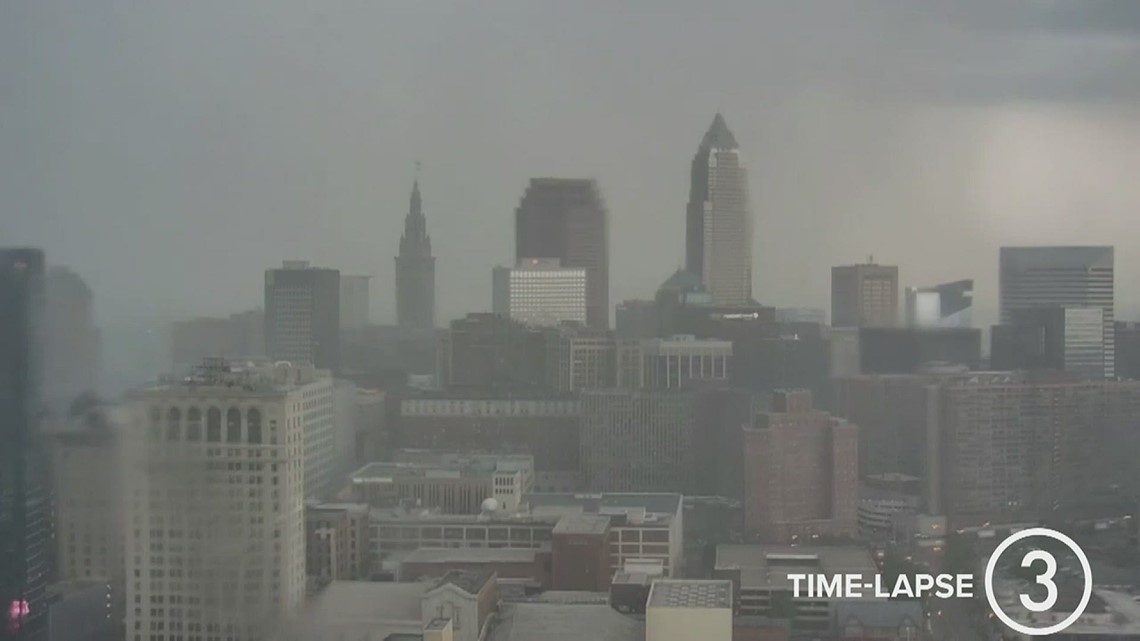 Storms move through downtown Cleveland on July 7, 2021 | wkyc.com