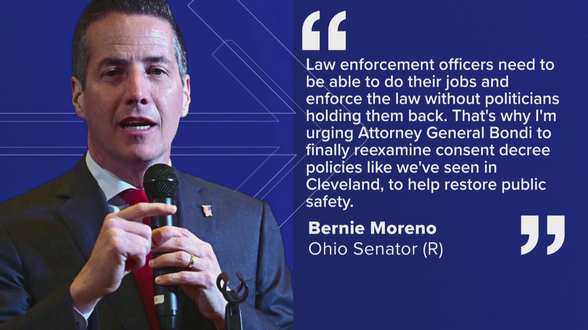 Ohio US Sen. Bernie Moreno wants DOJ to reexamine Cleveland's consent ...