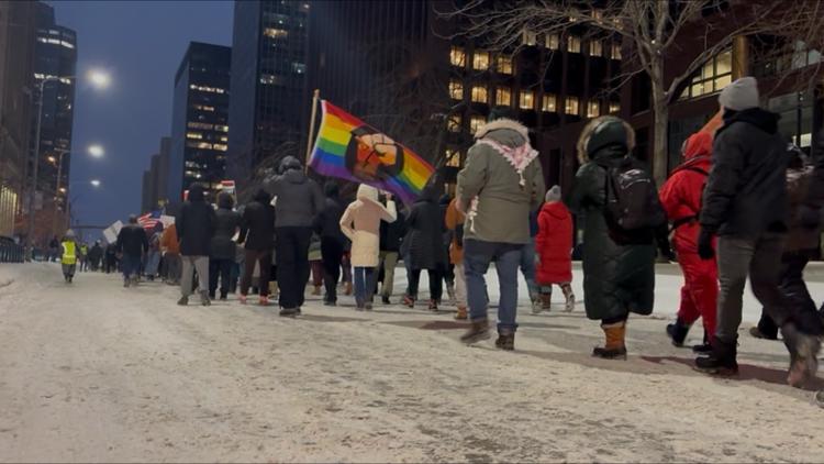 Hundreds protest ICE, march through city streets in downtown Cleveland ...