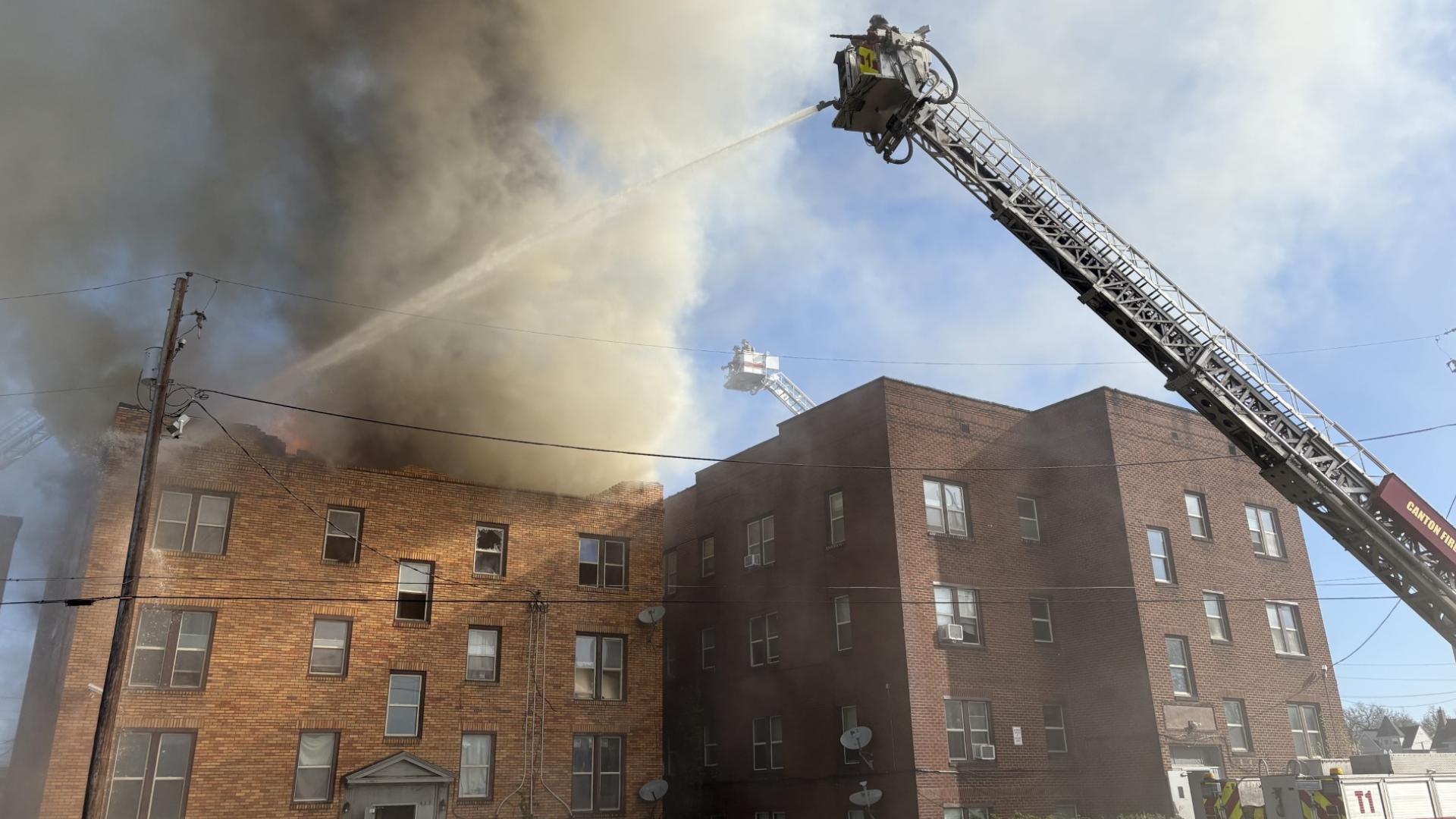 Fire at Canton apartment building traps residents; man jumps from window | wkyc.com
