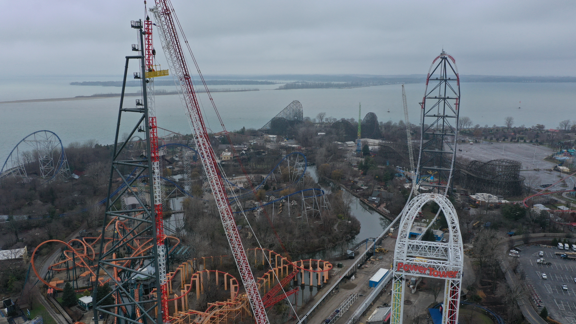 Cedar Point Top Thrill 2 spike tower construction video | wkyc.com