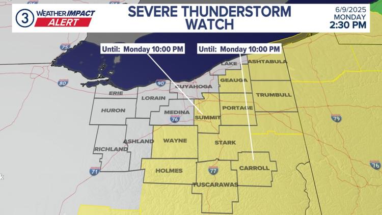 Severe Thunderstorm Watch issued for 10 Northeast Ohio counties | wkyc.com