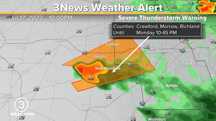 Severe Thunderstorm Warning for Richland County in effect | wkyc.com