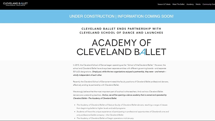 Cleveland Ballet severs ties with School of Cleveland Ballet | wkyc.com