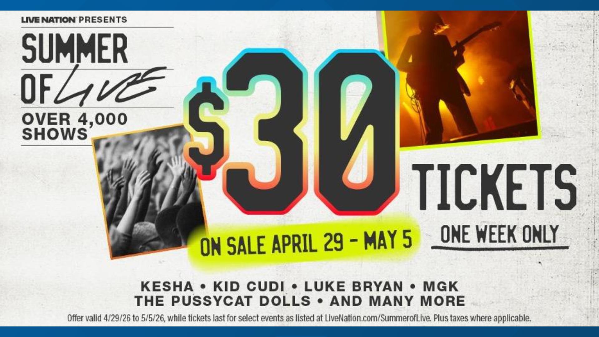 Live Nation announces $30 concert tickets in ‘Summer of Live’ promotion ...