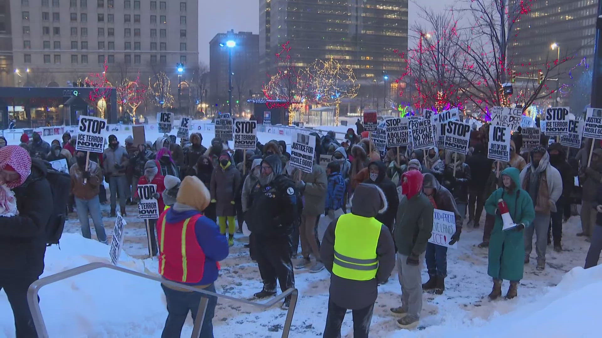 Hundreds protest ICE, march through city streets in downtown Cleveland ...