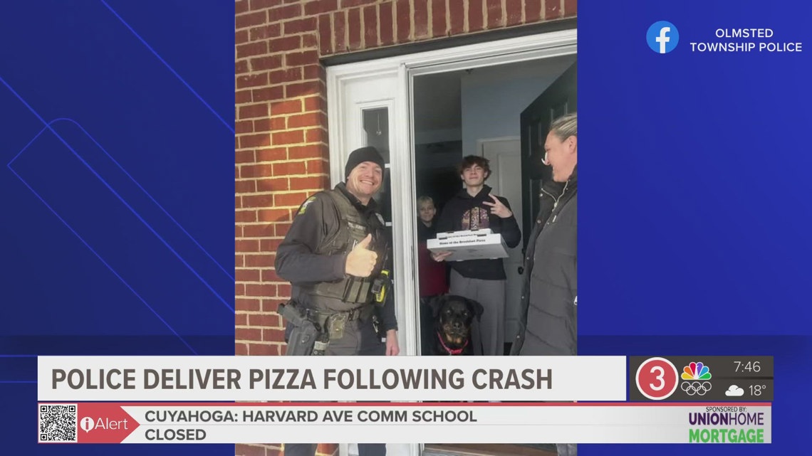Olmsted Township police officer delivers family's pizza after crash ...