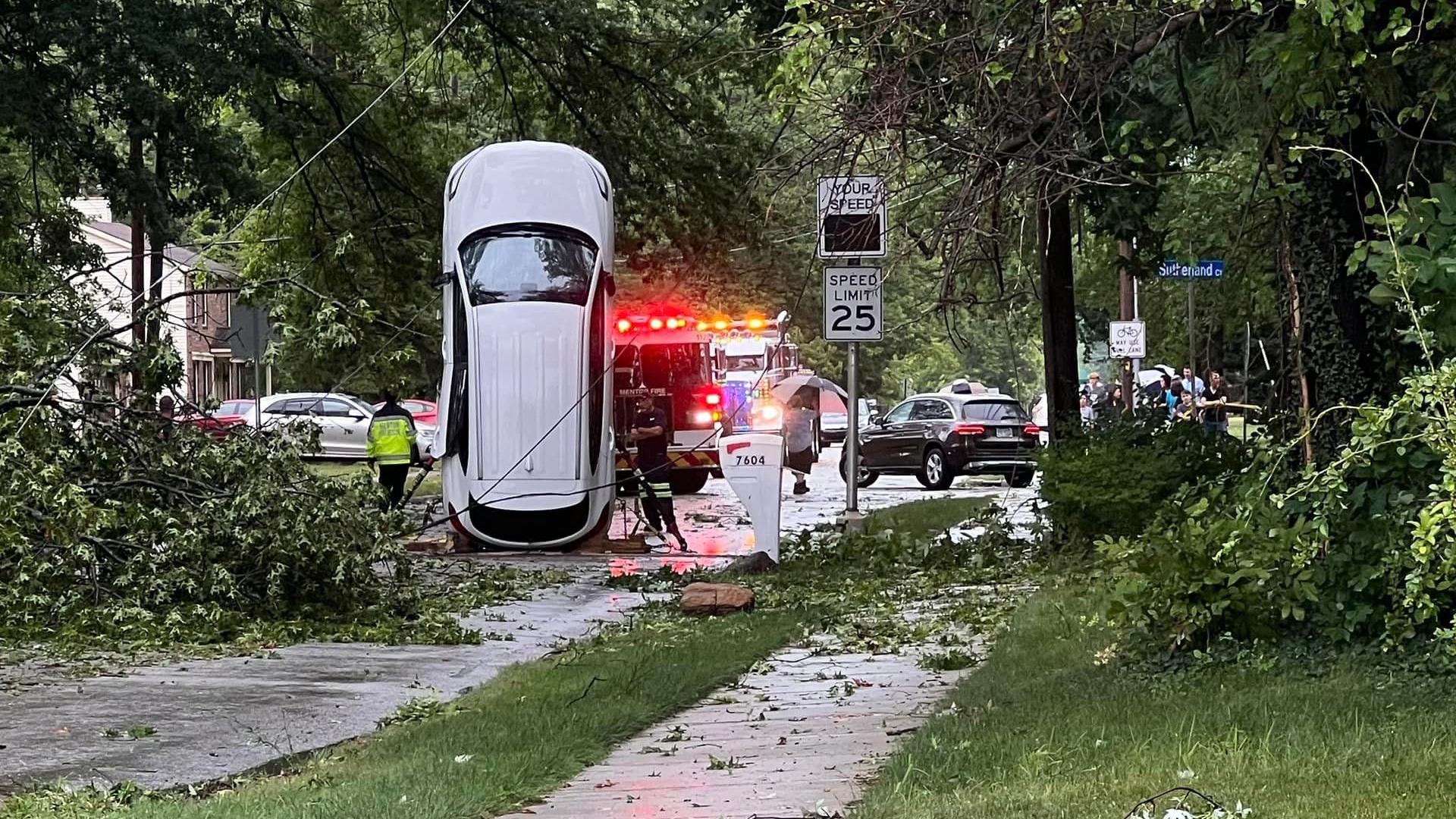 Car upturns in Mentor during severe storms in Northeast Ohio | wkyc.com