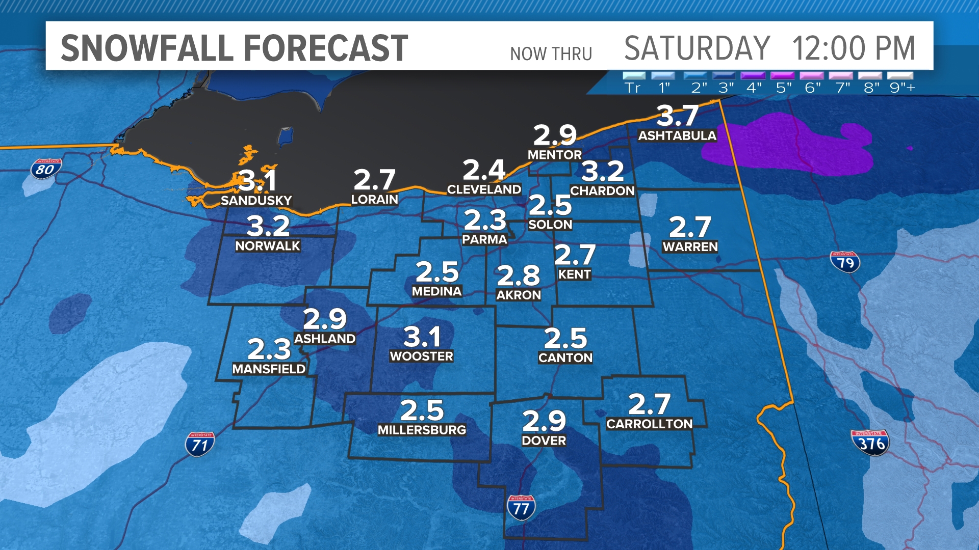 Tracking accumulating snow in Northeast Ohio: Weather Impact Alert ...