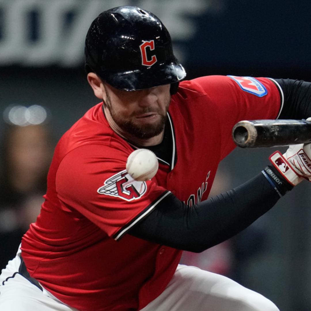 David Fry back in Cleveland Guardians clubhouse after being hit by ...
