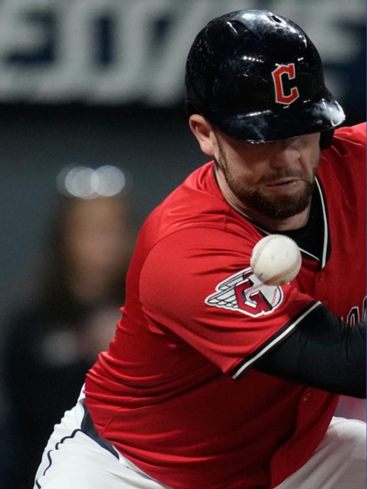 David Fry back in Cleveland Guardians clubhouse after being hit by ...