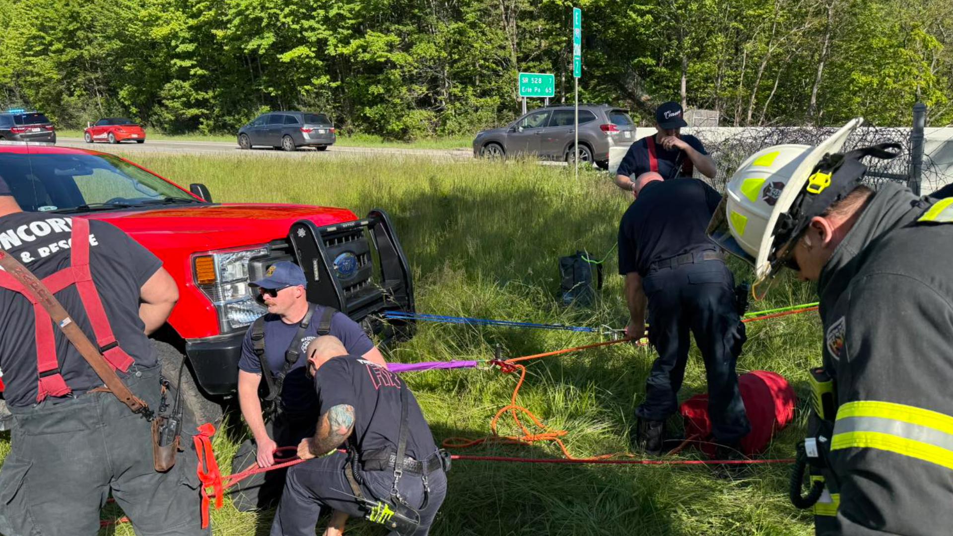 Vehicle veers off I-90, plunges into Lake County ravine; driver airlifted | wkyc.com