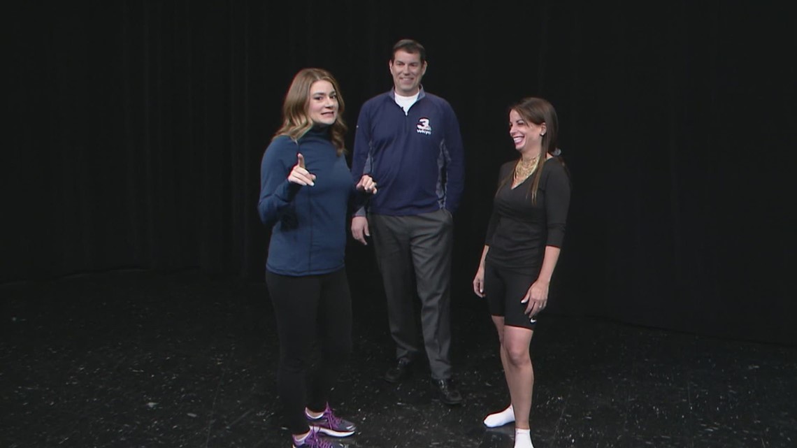 Trying the triangle dance trend with Dave Chudowsky, Hollie Strano and ...