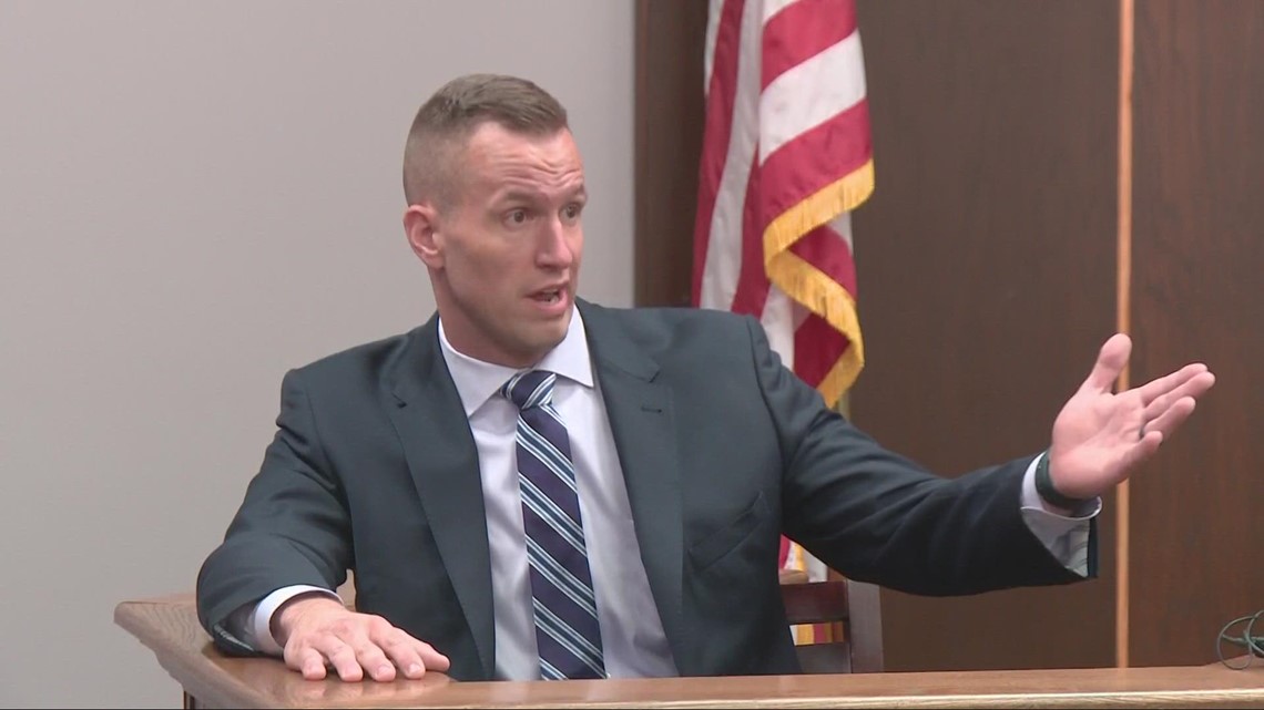 Euclid police officer Michael Amiott testifies on his own behalf in ...