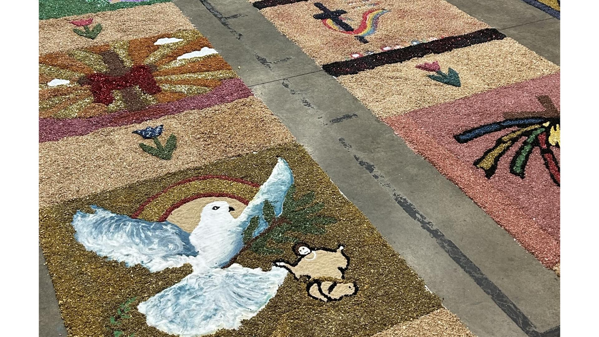 Holy Week sawdust rug tradition continues La Sagrada Familia Parish in ...