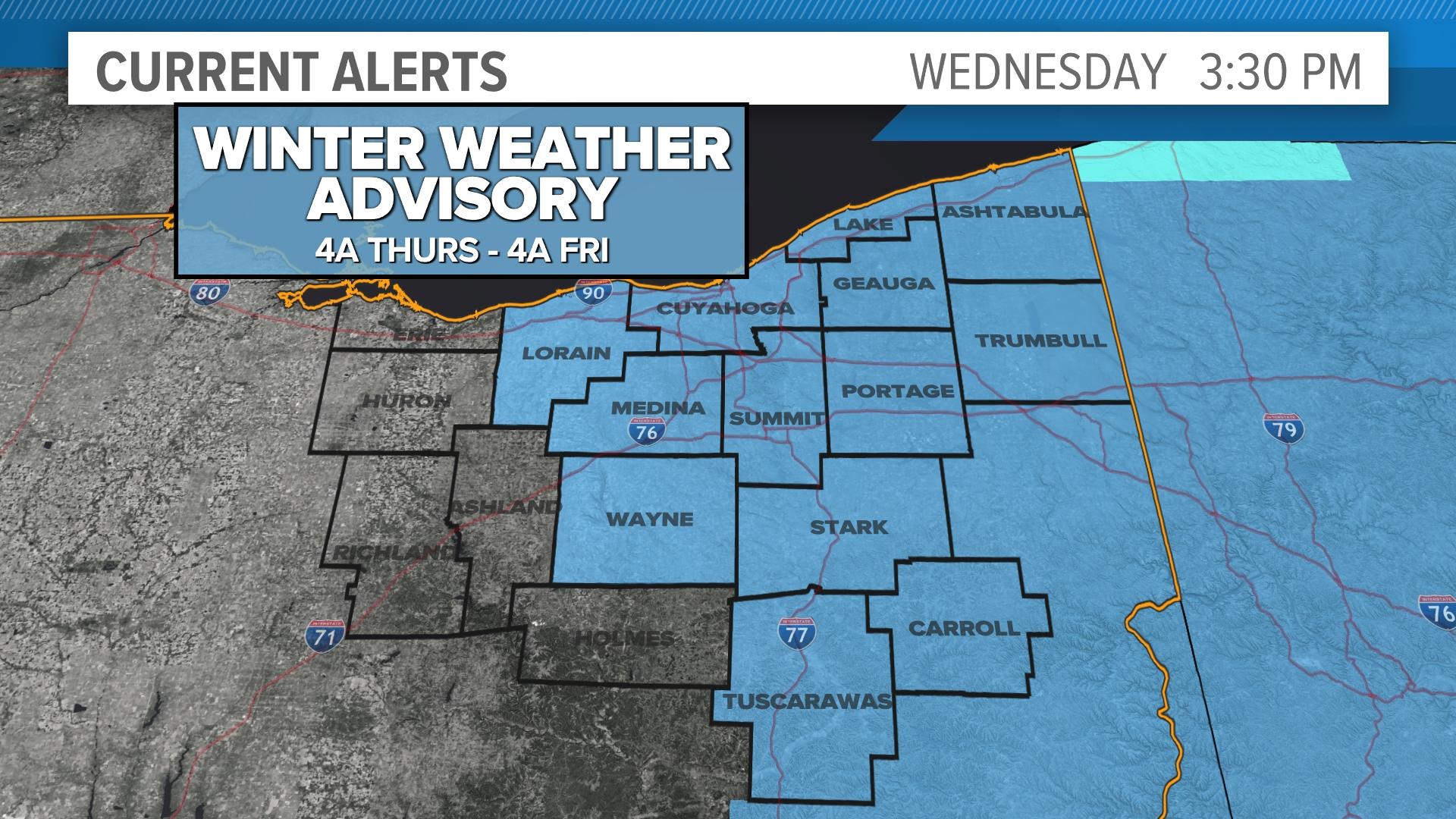Winter Weather Advisory for much of Northeast Ohio begins Thursday ...