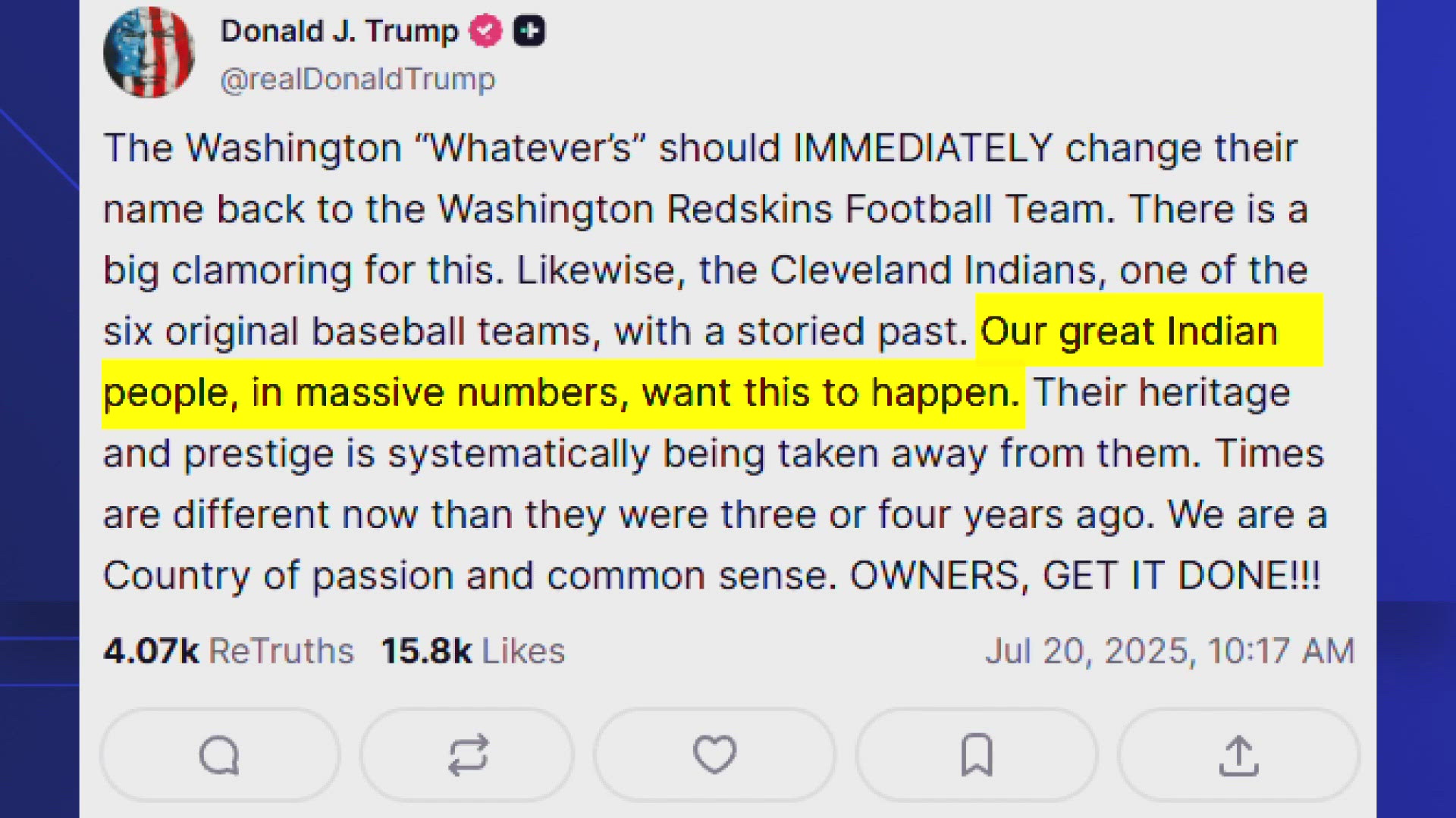 Trump urges Cleveland Guardians to reverse name change | wkyc.com