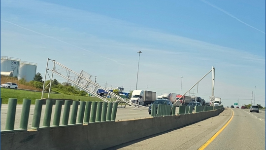 I-90 east reopens in Euclid after dump truck struck overhead sign, ODOT ...