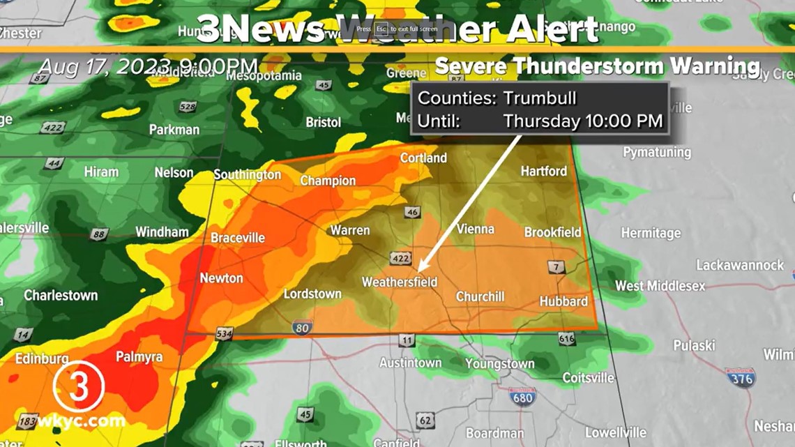 Severe Thunderstorm Warning for part of Trumbull County | wkyc.com
