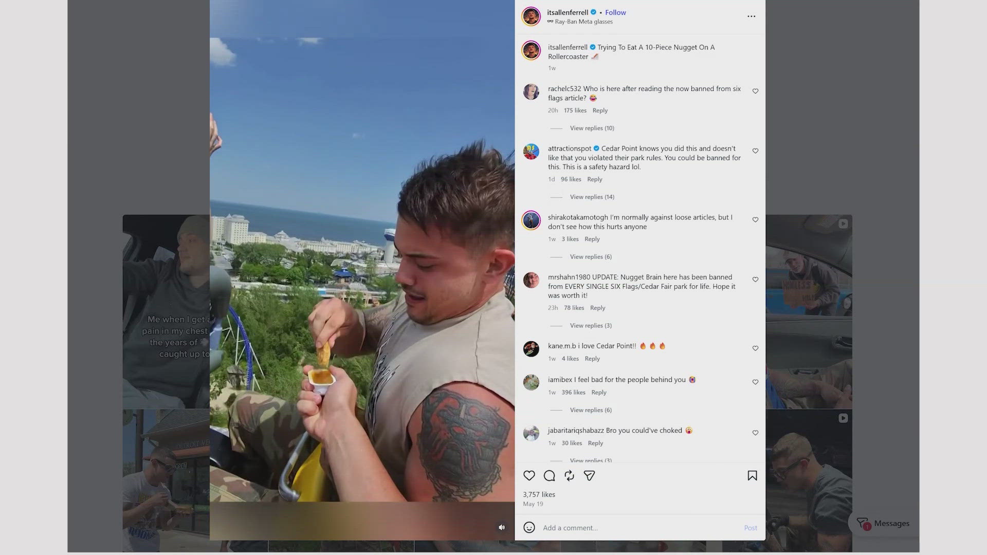 Interview with man who got banned from all Six Flags parks for eating ...
