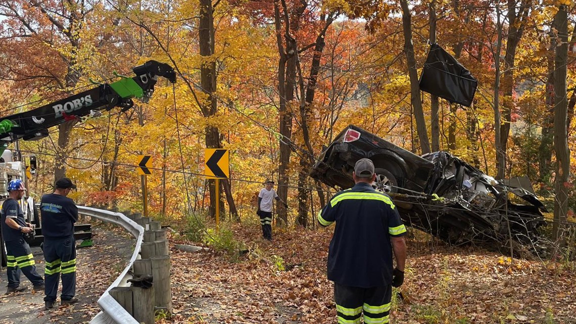 Driver rescued after truck falls down 75-foot ravine in Perry | wkyc.com