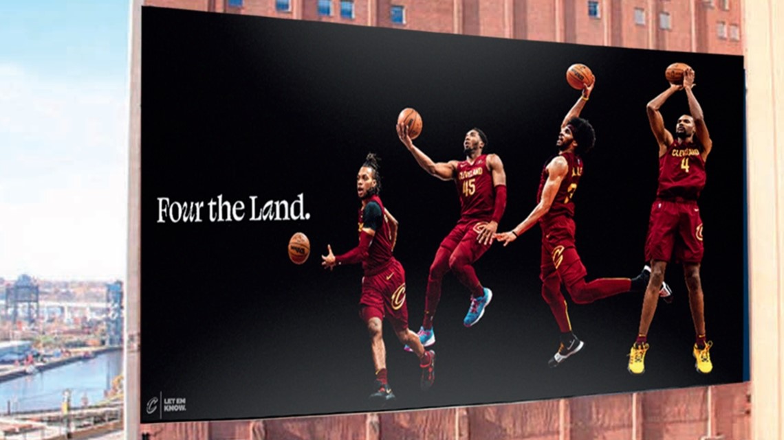 New Cleveland Cavaliers banner being installed downtown | wkyc.com