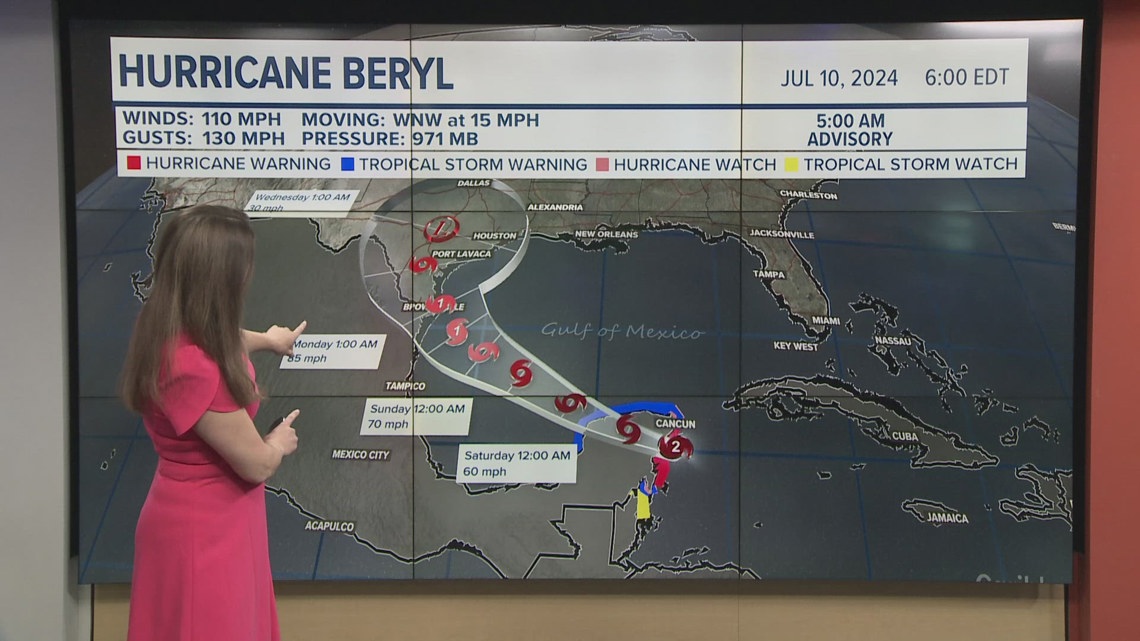 Tracking Hurricane Beryl: Current path of the Category 2 storm | wkyc.com