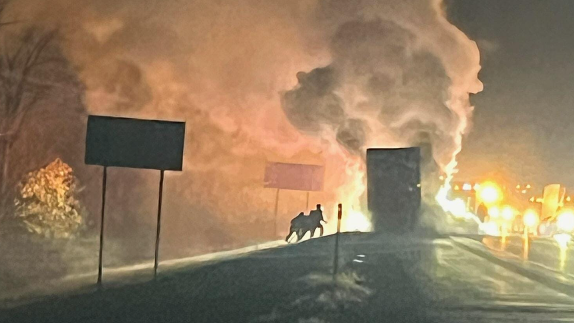 Elyria firefighter has minor burn amid semi fire Ohio Turnpike | wkyc.com