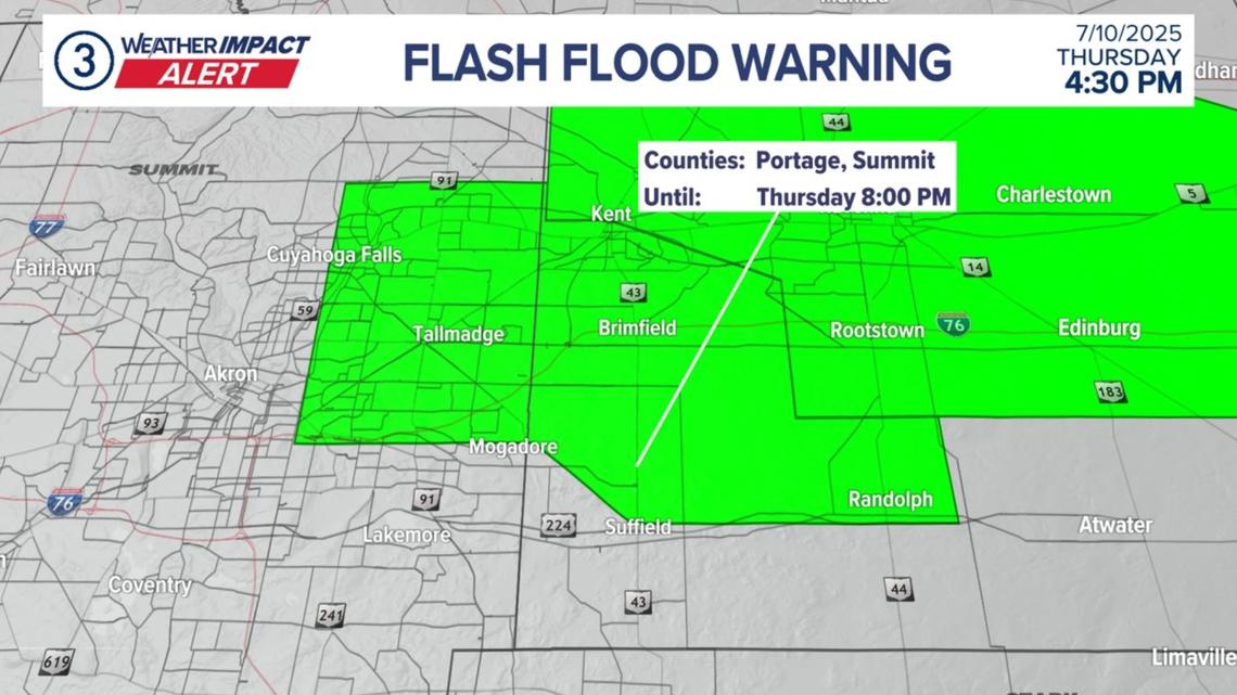 Flash Flood Warning issued for parts of Summit, Portage counties | wkyc.com
