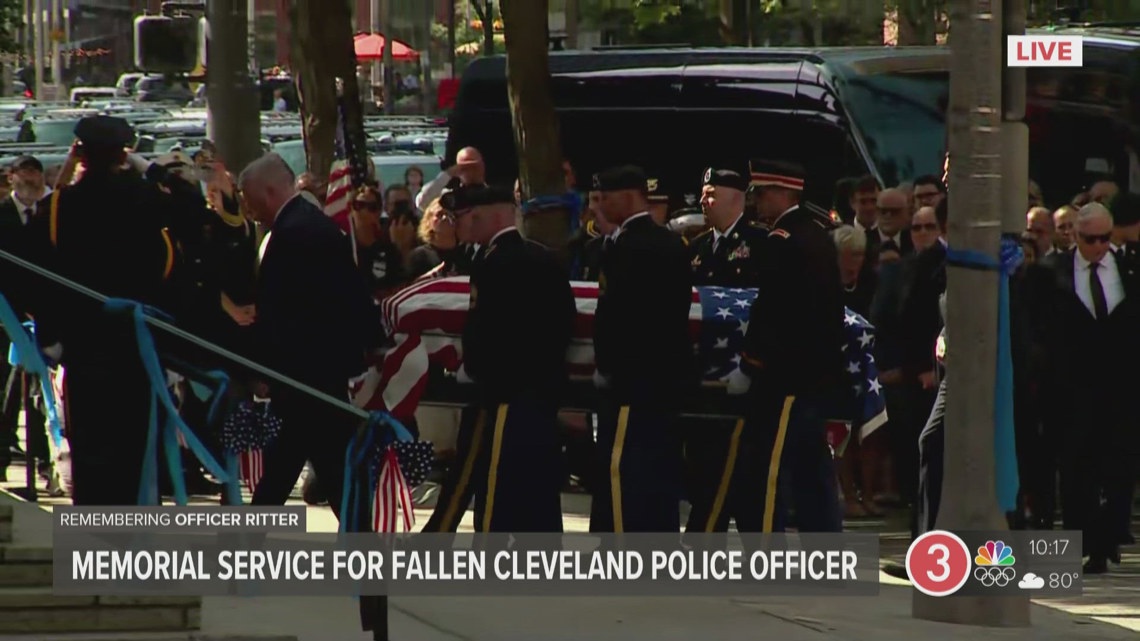 Procession for fallen Cleveland police officer Jamieson Ritter arrives ...