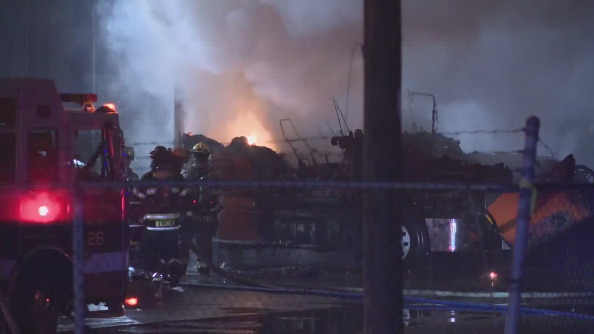 Roads reopen after semi trucks catch fire on Harvard Avenue in Cuyahoga ...
