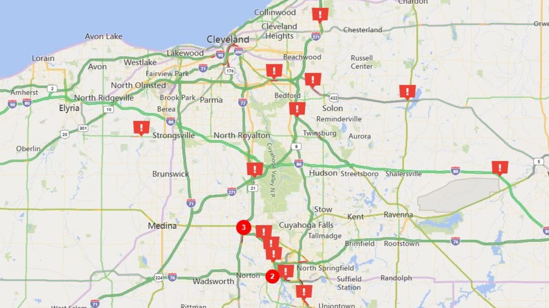 Crashes in Northeast Ohio: I-77, I-480, Route 8 and more with slick ...