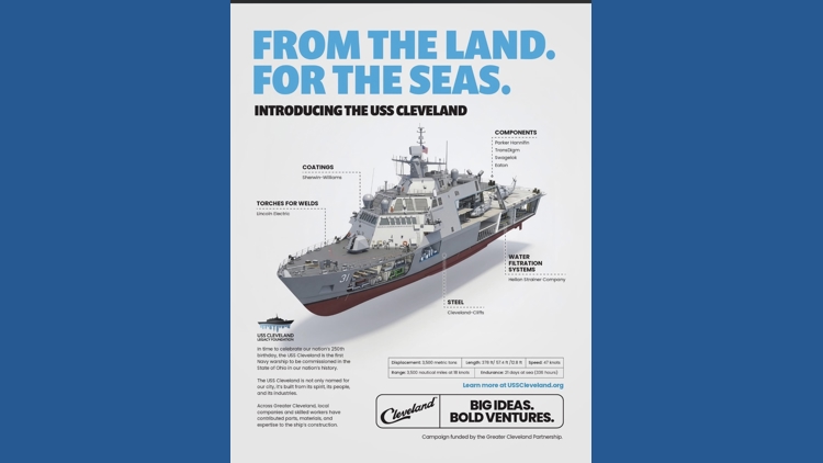 USS Cleveland arrives in Cleveland ahead of historic commissioning ...
